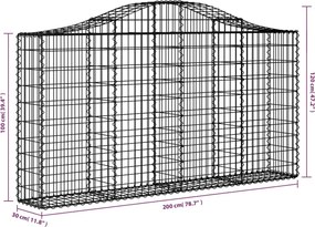 vidaXL Klenutý gabionový koš 200 x 30 x 100/120 cm pozinkované železo [153385]