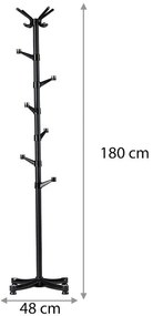 ModernHome Stojanový věšák 180x48cm - černý, YLT-0610 BLACK