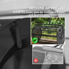 Kompostér Outsunny 75L 61x40cm - Rozmetadlo hnojiv pro zahradu s T-rukojetí, kovová síťka a rozmetadlo pro rašelinu