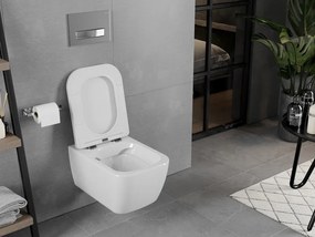 Mexen Elis závěsné wc Rimless s toaletním Slim sedátkem z duroplastu, 52 x 34,5 cm, bílá - 30910600