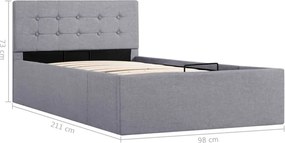 Rám postele Bend - s úložným prostorem - světle šedý textil | 90x200 cm