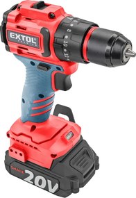 Vrtací šroubovák aku s příklepem SHARE20V, BRUSHLESS, 2Ah (2×), EXTOL PREMIUM 8891806