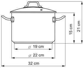 KOLIMAX - české nerezové nádobí Hrnec s poklicí KOLIMAX PROFESSIONAL 22 cm, 5,5 l