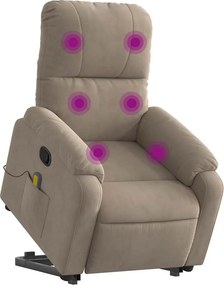 Zvedací masážní polohovací křeslo taupe tkanina z mikrovlákna 3204936