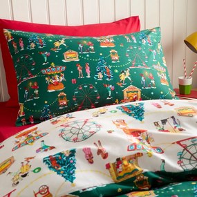 Zelené bavlněné dětské povlečení do postýlky 120x150 cm Christmas Fairground – Belle &amp; Boo