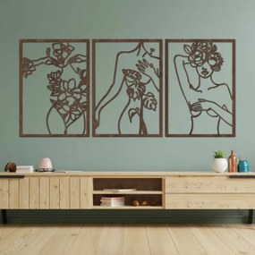 Třídílná nástěnná dekorace ženy – Moderní art umění | SENTOP HDF0480