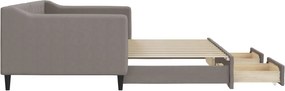 Válenda s přistýlkou a zásuvkami taupe 90 x 200 cm textil 3197465