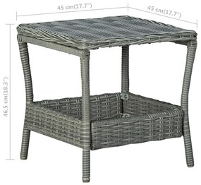 vidaXL Zahradní stůl světle šedý 45 x 45 x 46,5 cm polyratan