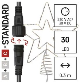 Standard LED spojovací vánoční hvězda KIFO 28,5 cm teplá bílá