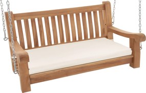 Houpací lavice Joyce s sedací polštář 120 cm + teak – krémová