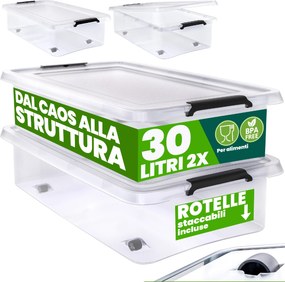Deuba Úložný box sada 2 ks průhledná 60 × 40 × 17 cm 30L stohovatelný