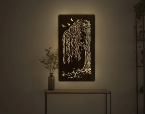 Li-Go "Vrba" světelný obraz s baterií 55x100cm varianta ovládání: manuál/pohybové čidlo, provedení povrchu: ořech