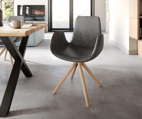 DELIFE Jídelní židle Ilia-Flex dřevěná podnož zaoblená mikrovlákno antracitová vintage