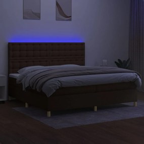 Box spring postel s matrací a LED tmavě hnědá 200x200 cm textil 3135784