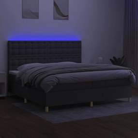 Box spring postel s matrací a LED tmavě šedá 200x200 cm textil 3135782