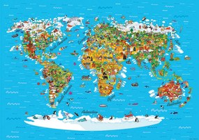 Fototapeta na zed' Dětská Mapa Světa | 360 x 254 cm | DFTS1320