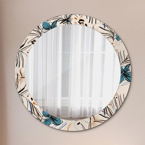 Kulaté zrcadlo s dekorem Květiny se vzorem džungle fi 80 cm