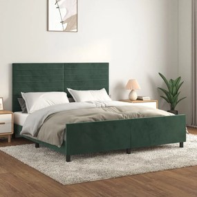 vidaXL Rám postele s čelem tmavě zelený 180x200 cm samet