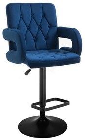 LuxuryForm Barová židle  BOSTON VELUR na černém talíři - modrá
