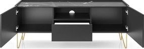PSK Televizní stolek HOPE, Černá/Marmur Black Royal 144 cm