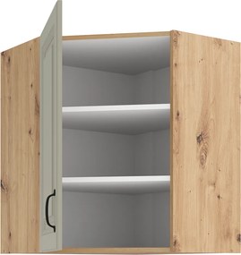 STILO ac | horní skříňka 60x60 GN-72 1F (45°) rohová s policemi | 60x60 cm | UNI dvířka | artisan/světle šedá