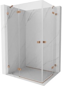 Mexen Lunar Duo výklopný sprchový kout 100 x 80 cm, 8mm čiré sklo, profil měděná matná, 834-100L-080P-65-00