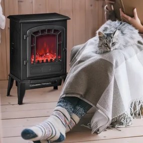 HOMCOM Elektrický krb na podlahu, 2 stupně vytápění, realistický plamenový efekt, všestranný