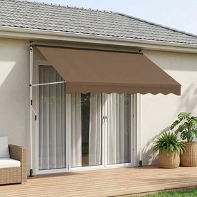 vidaXL Ručně zatahovací markýza 350 cm pruhy [42037063] Barva: oranžová a hnědá