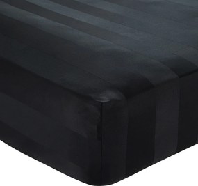 Černé napínací saténové prostěradlo 185x200 cm So Soft Satin Stripe – Catherine Lansfield
