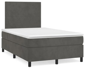 vidaXL Box spring postel s matrací a LED tmavě šedá 120 x 190 cm samet