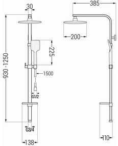 Mexen - Q62 sprchový set s horní hlavicí čtvercovou, černá, 798626295-70