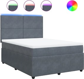 Box spring postel s matrací tmavě šedý 140 x 190 cm samet 3294629