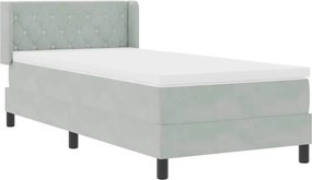 Postel s boxspringem s čelo Světle šedá 200 x 90 cm samet 3341396