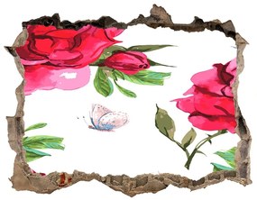 Wallmuralia 3D díra nálepka Červené růže 95x64 cm