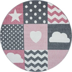 Ayyildiz koberce Dětský kusový koberec Kids 620 pink kruh - 160x160 (průměr) kruh cm