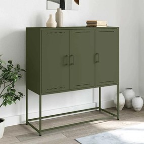 Skříň highboard olivově zelená 100,5 x 39 x 107 cm ocel