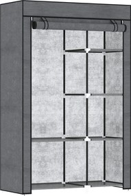 HOMCOM Textilní Šatní Skříň s 6 Policemi, Šatní Tyč, Zipová Skříň do Předsíně a Ložnice, 103 x 43 x 162,5 cm, Tmavě šedá | Aosom