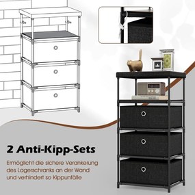 Costway Komoda s 3 zásuvkami Látková komoda s dřevěnou deskou – 40 × 30 × 81 cm