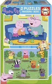 EDUCA Dřevěné puzzle Prasátko Peppa II / 2x25 dílků