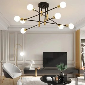Toolight, moderní stropní svítidlo 8xE27 APP733-8C, černá-zlatá,