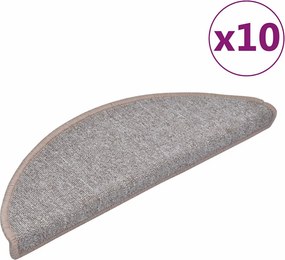 Schodové rohože 10 ks 65 x 24 x 4 cm světle hnědé, půlkulaté, velké 149755