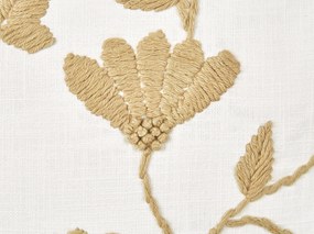 Vyšívaný bavlněný polštář s květinovým vzorem 45 x 45 cm bílý/béžový LUDISIA Beliani