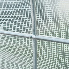 Zeleninový skleník Outsunny 245x200x200cm – fóliový skleník s dveřmi a oknem, poly tunel z pozinkované oceli, zahradní tunel, skleník včetně zakotvov…