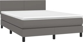Box spring postel s matrací šedá 140x200 cm umělá kůže 3141009
