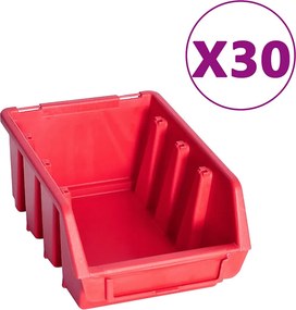 136 dílný set skladovacích zásobníků nástěnné díly červenočerný 150815