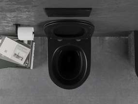 Mexen Lena WC mísa Rimless s pomalu klesající deskou slim, duroplast, černá matná/stříbrný vzor šupiny - 30224072