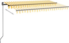 Ručně zatahovací markýza s LED světlem 450 x 350 cm žlutobílá 3069203