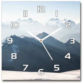 Wallmuralia Skleněné hodiny čtverec Horské vrcholy 30x30 cm