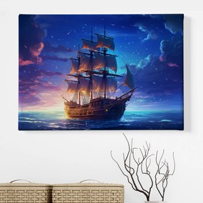Obraz na plátně - Velká plachetnice pluje klidným oceánem FeelHappy.cz Velikost obrazu: 150 x 100 cm