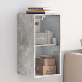 Nástěnná skříňka skleněná dvířka betonově šedá 35x37x68,5 cm
